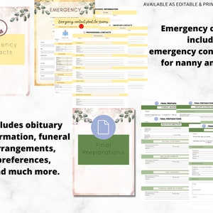 EDITABLE Emergency Binder Plus, Family Binder, Life Planner, Emergency ...