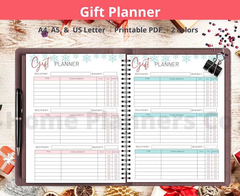 Gift Planner Printable, Gift Tracker, Shopping List, Gift Template ...