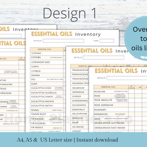 Essential Oils Inventory List Set, Young Living Essential Oils ...