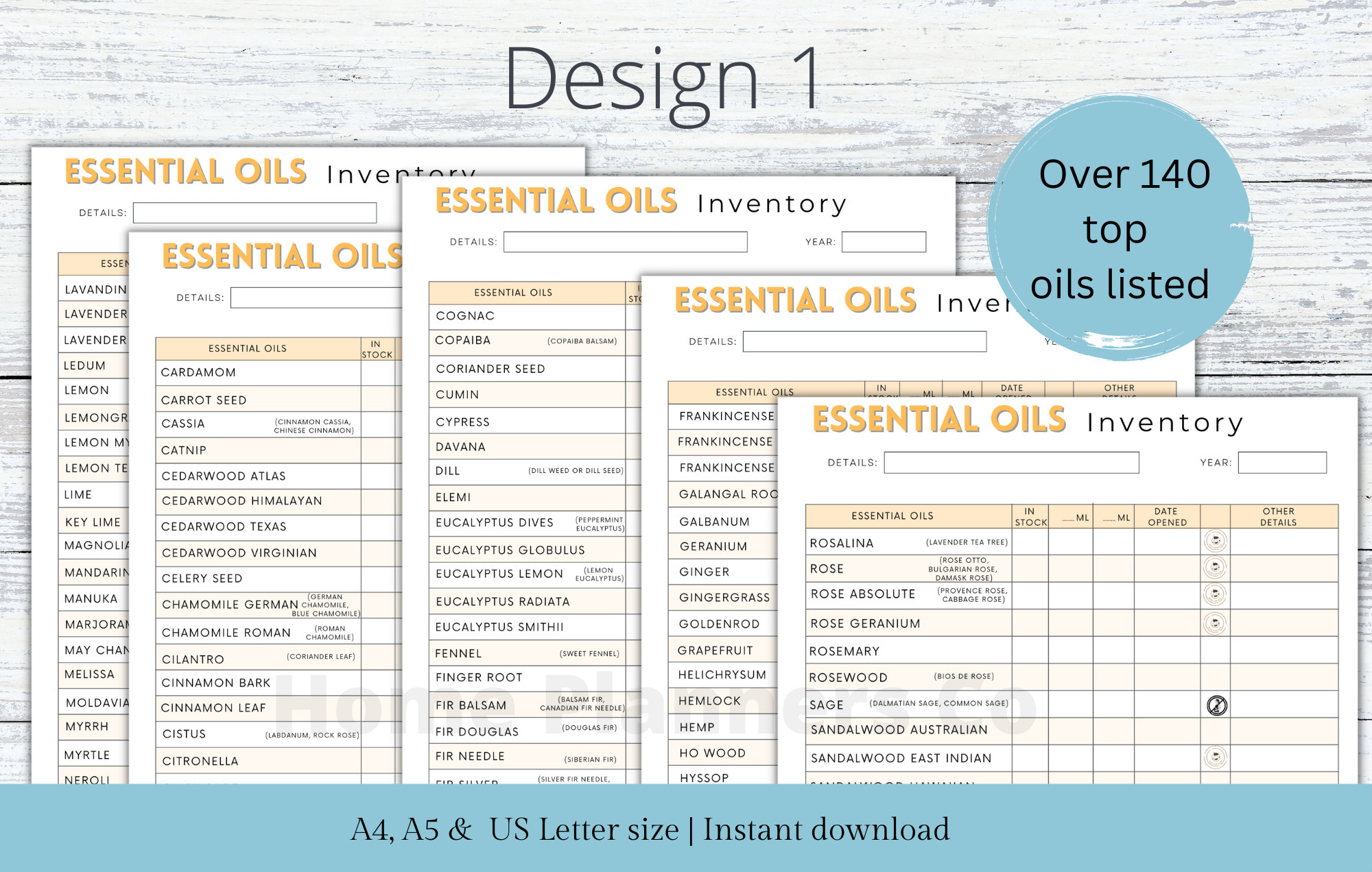 Essential Oils Inventory List Set, Young Living Essential Oils ...
