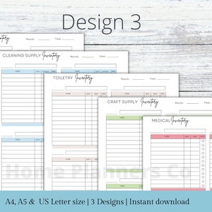 Household Inventory Tracker Pages, Household List,toiletry Inventory ...