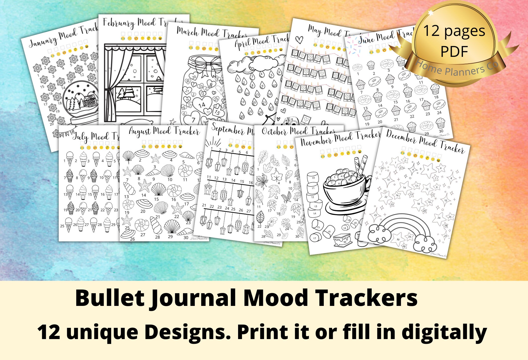 Mood Tracker Bundle 12 Mood Trackersmood Tracker - Etsy