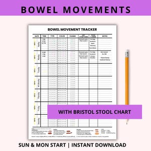 Bowel Movement Tracker, Printable IBS Tracker, Irritable Bowel Syndrome ...