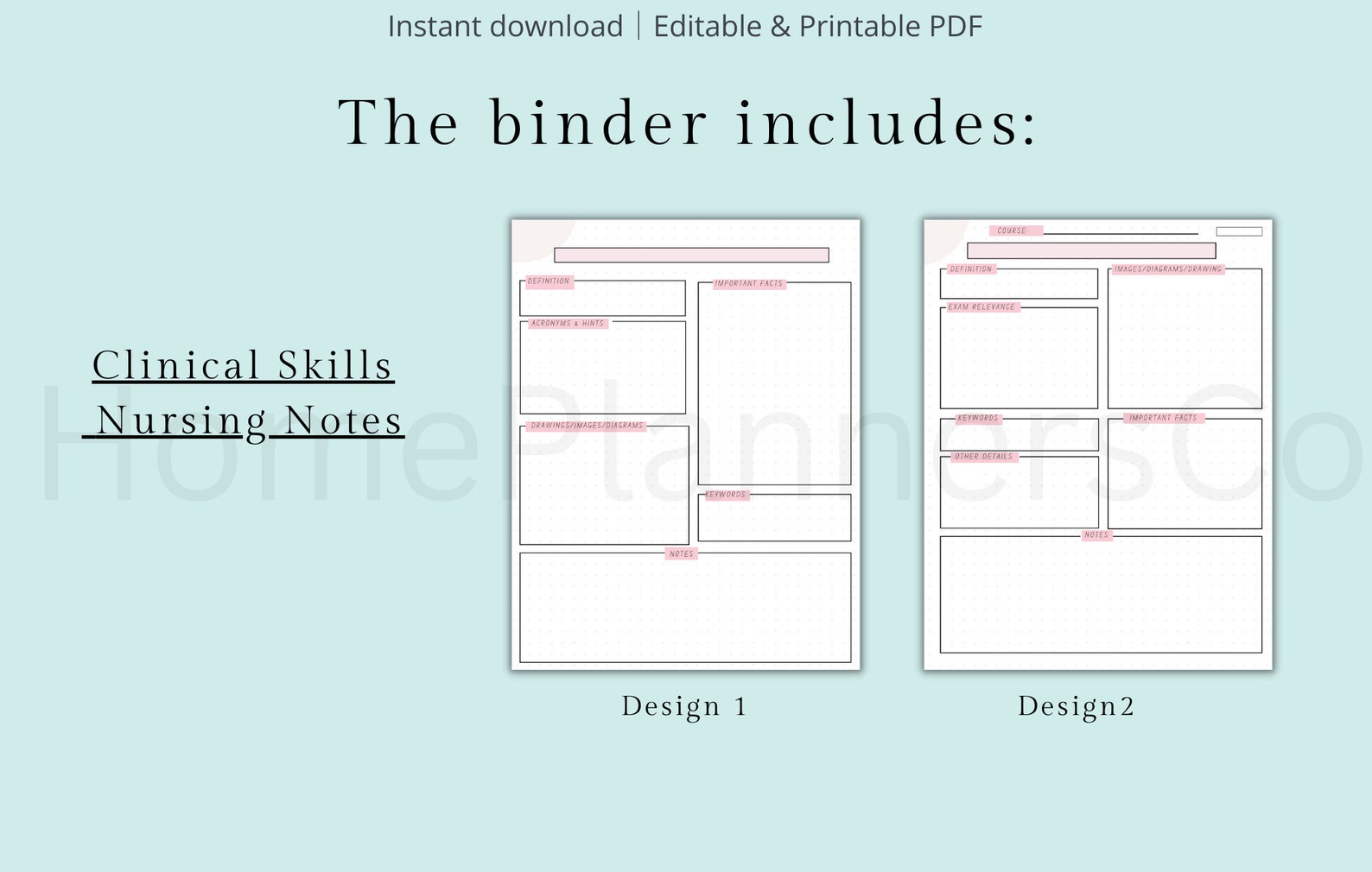 EDITABLE Nurse Medical Study Notes Templates Clinical Skills - Etsy