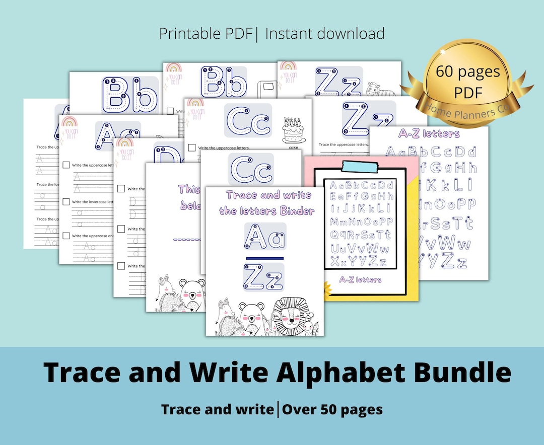 Trace and Write Alphabet Letters Learn to Write Worksheets - Etsy