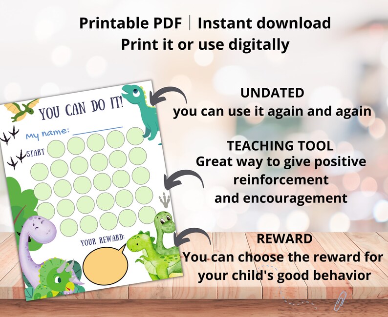 Dinosaur Reward Chart | Dinosaur Kids Behavior Chart | Dino Toddler ...