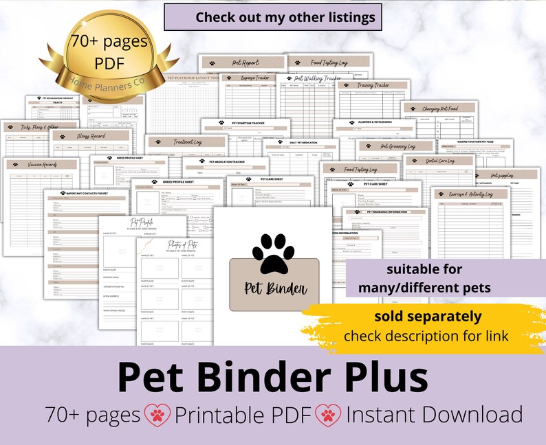 Dog Planner, Dog Binder Pet Planner, Pet Health Tracker, Pet Medical ...