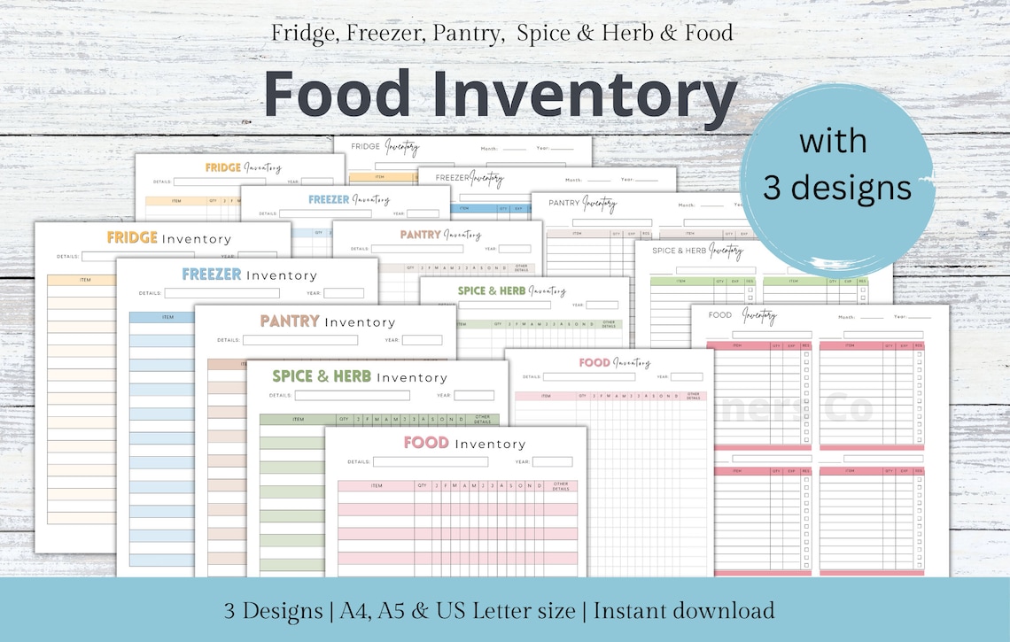 Food Inventory Tracker Pages Printable Kitchen Inventory,pantry ...