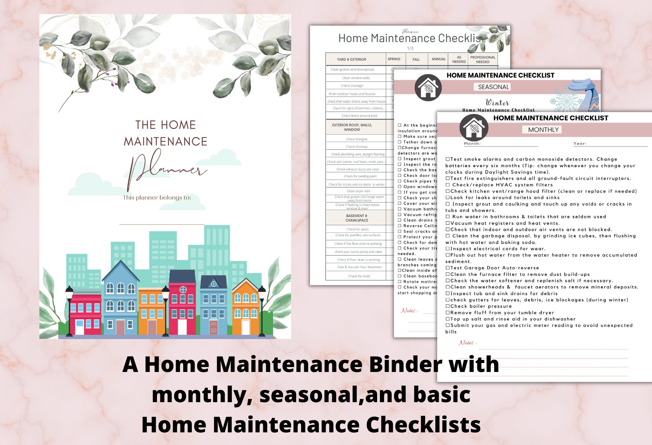 Home Maintenance Planner, Home Improvement Planner, Home Maintenance ...