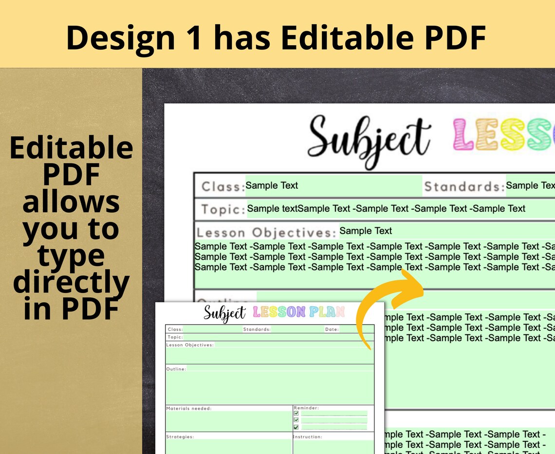 Editable Subject Lesson Plan Template Printable Digital - Etsy