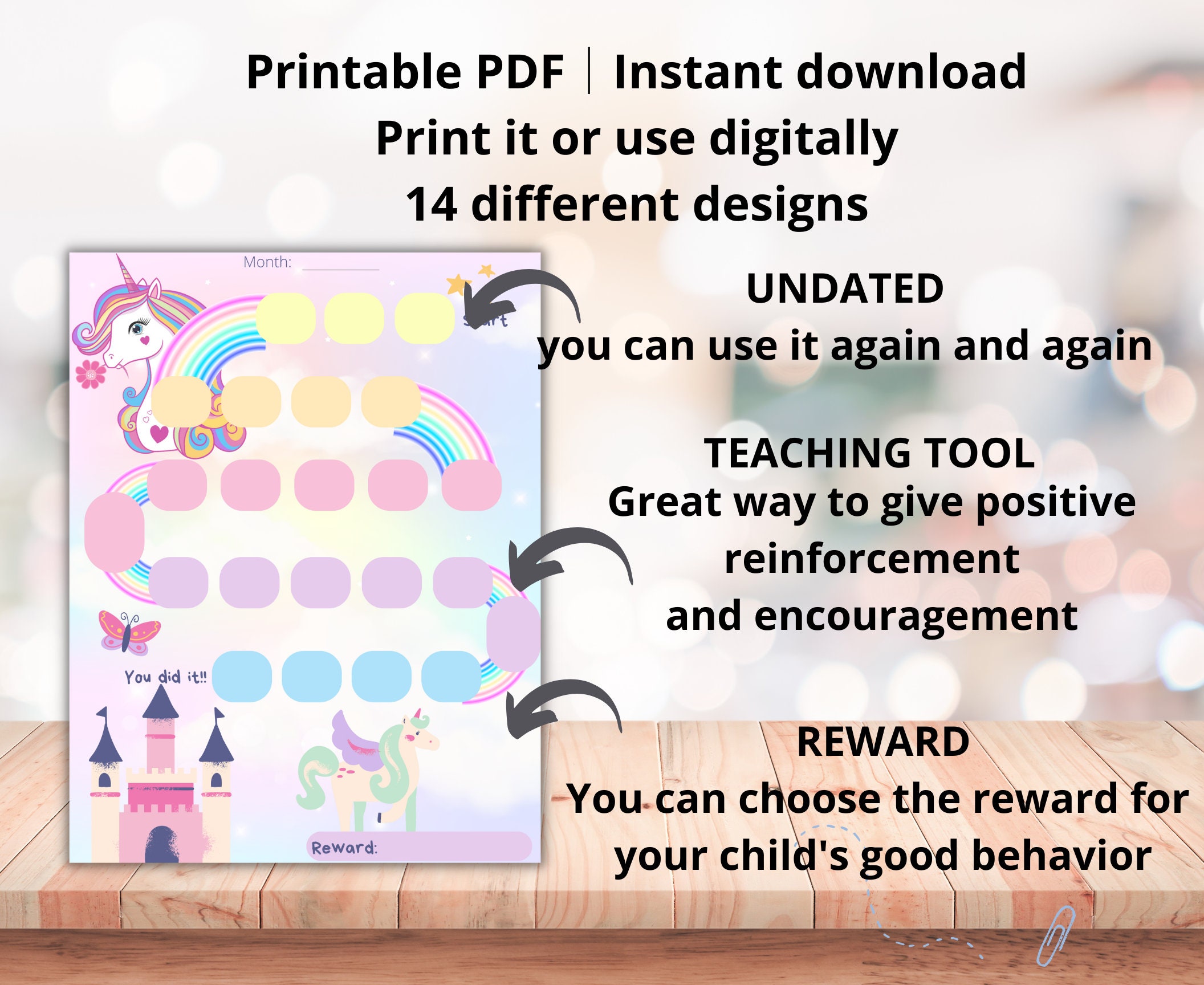Unicorn Reward Chart Bundle, Sticker Chart, Toddler Chore Chart ...