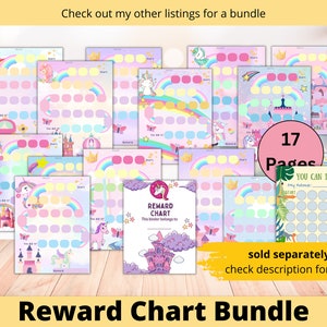 Unicorn Rainbow Reward Chart, Printable Unicorn Kids Behavior Chart ...