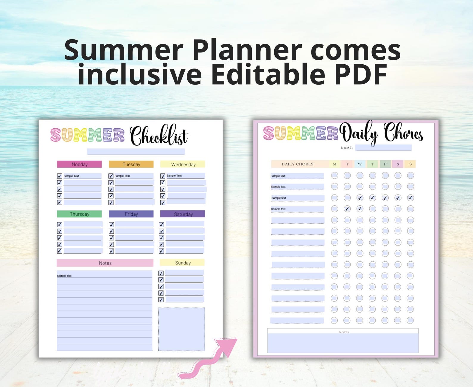 2026 Summer Planner Printable Bundle With Editable Summer Calendar ...