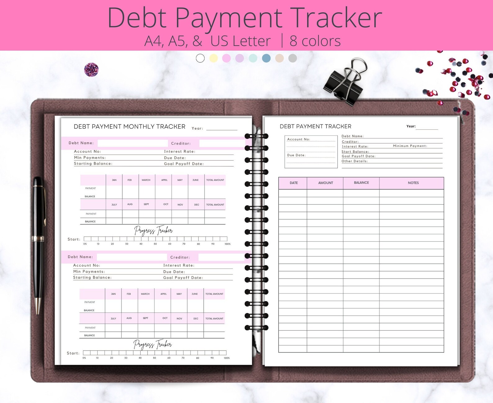 Debt Payment Tracker Printable Debt Payment Log Debt Payoff - Etsy