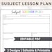 Editable Subject Lesson Plan Template, Printable Digital Lesson Planner ...