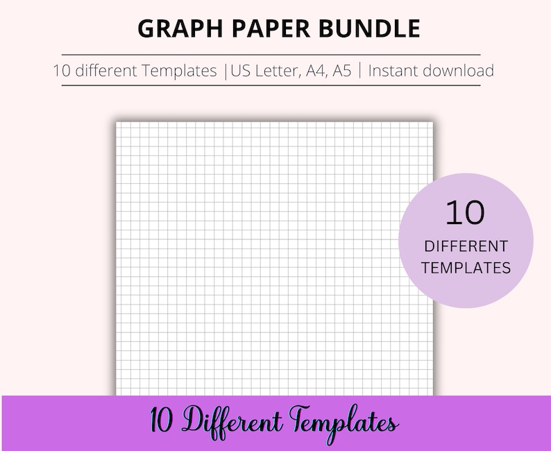Graph Paper Bundle, Printable Graph Grid Paper, Squared Paper, Digital ...