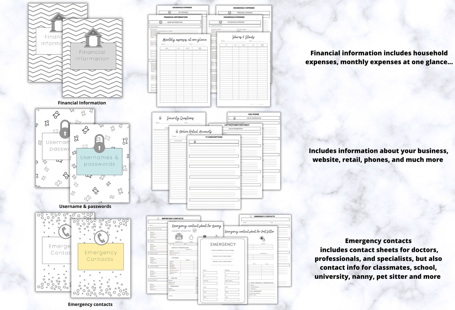 EDITABLE Just in Case Emergency Binder Plus Fillable PDF - Etsy