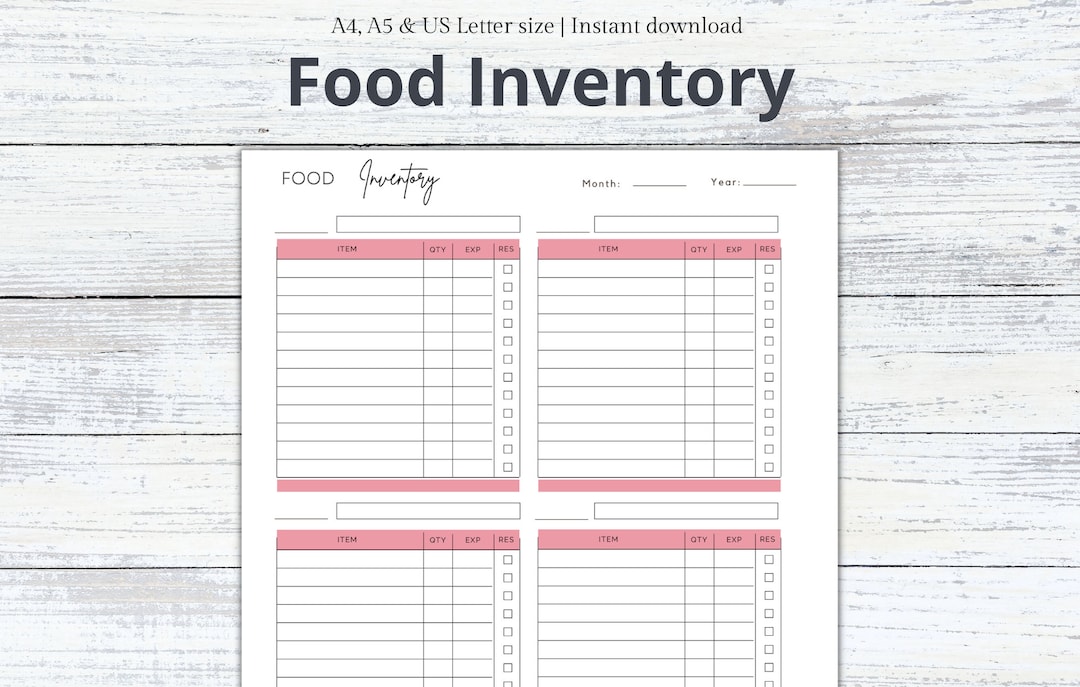 Food Inventory Tracker Page Printable Kitchen Inventory,pantry ...