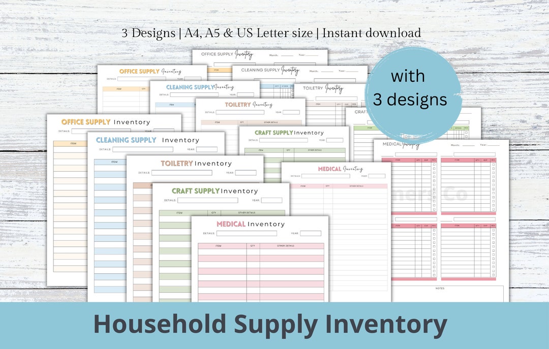 Household Inventory Tracker Pages, Household List,toiletry Inventory ...