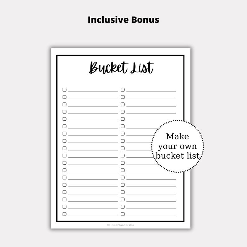 2026 Bucket List Calendar BUNDLE, Printable 2026 Monthly Planner ...