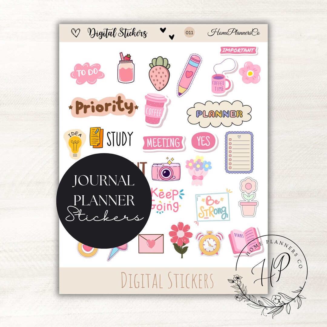 Printable Journal Stickers: Digital Bullet Journal Stickers | Cute ...