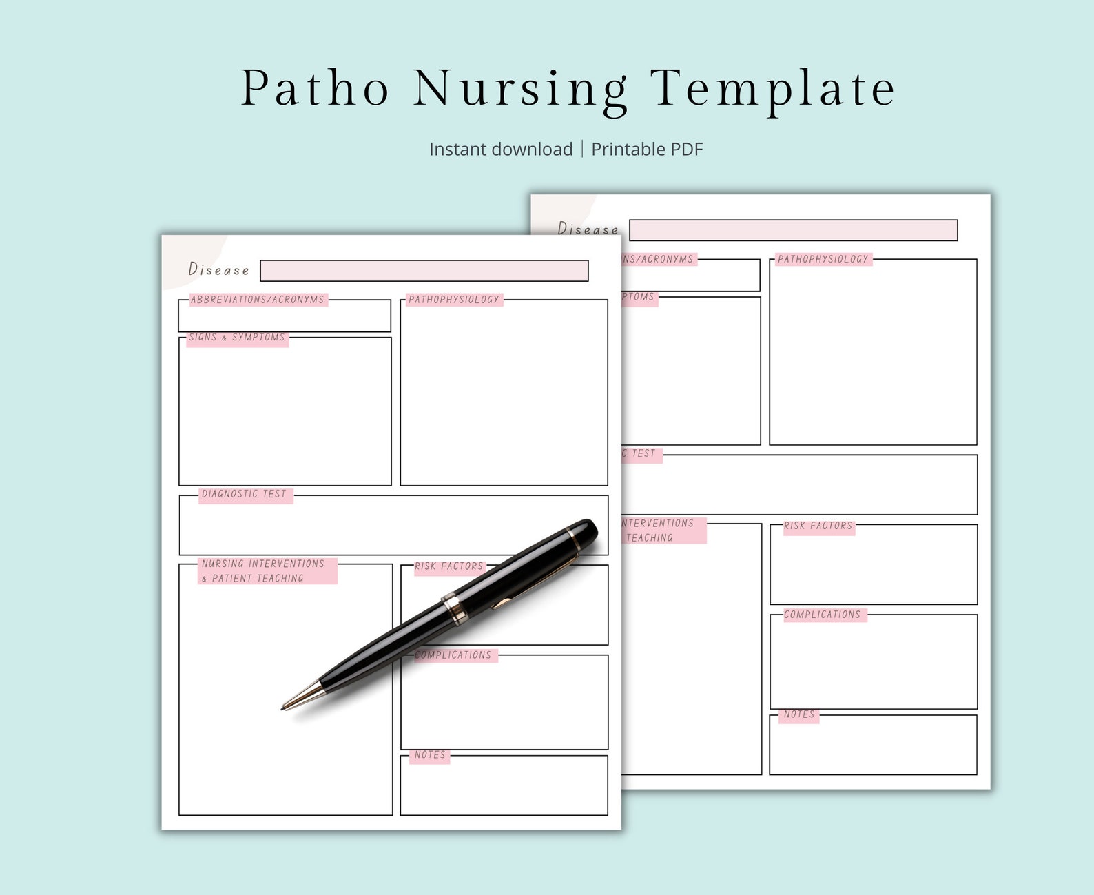 Printable Patho Nursing Notes Disease Template Pathophysiology Study ...