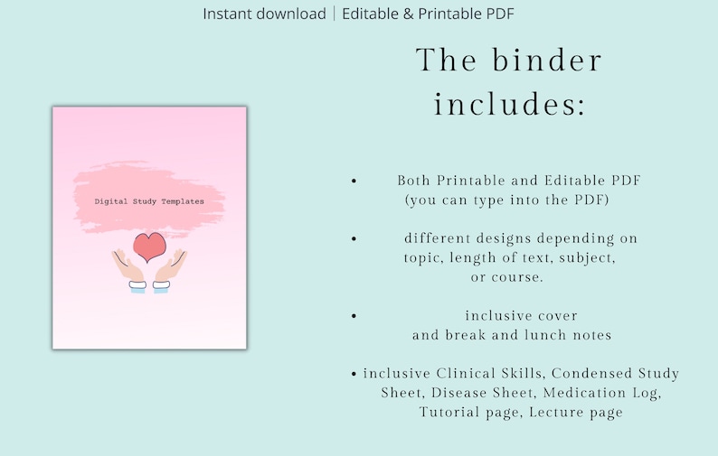 EDITABLE Nurse Medical Study Notes Templates | Clinical Skills Nursing ...