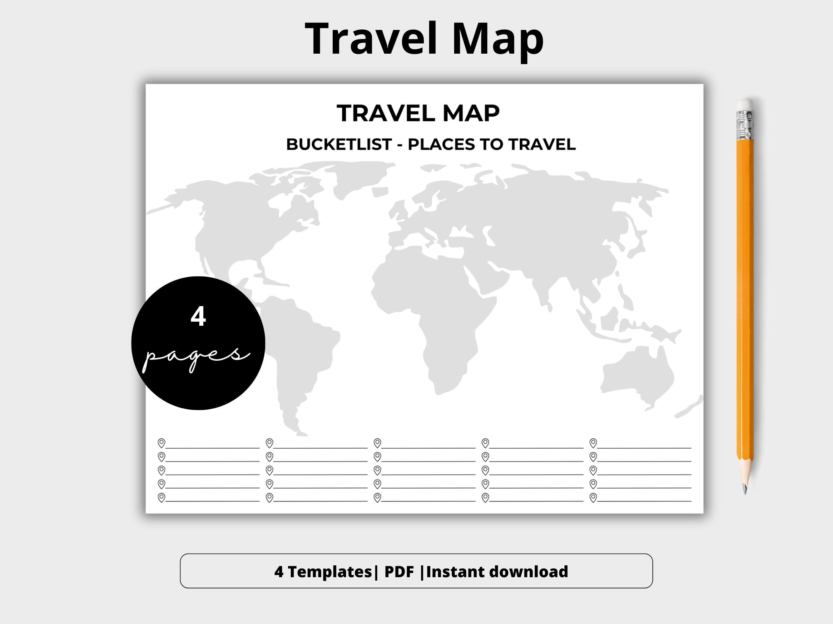 Mini World Map Printable: Travel Tracker and Vacation Planner PDF ...
