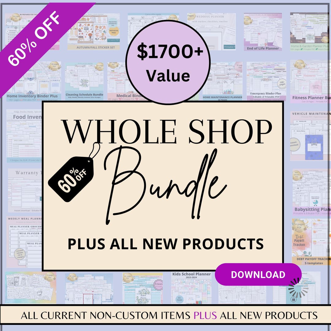 Mega Shop Bundle, All Instant Download Items, All in One, Emergency ...