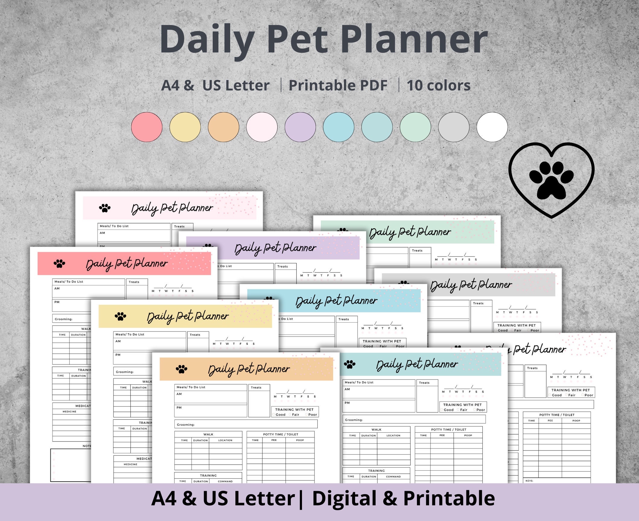 Daily Pet Planner, Printable Pet Care, Pet Workbook, Pet Planning, Pet ...