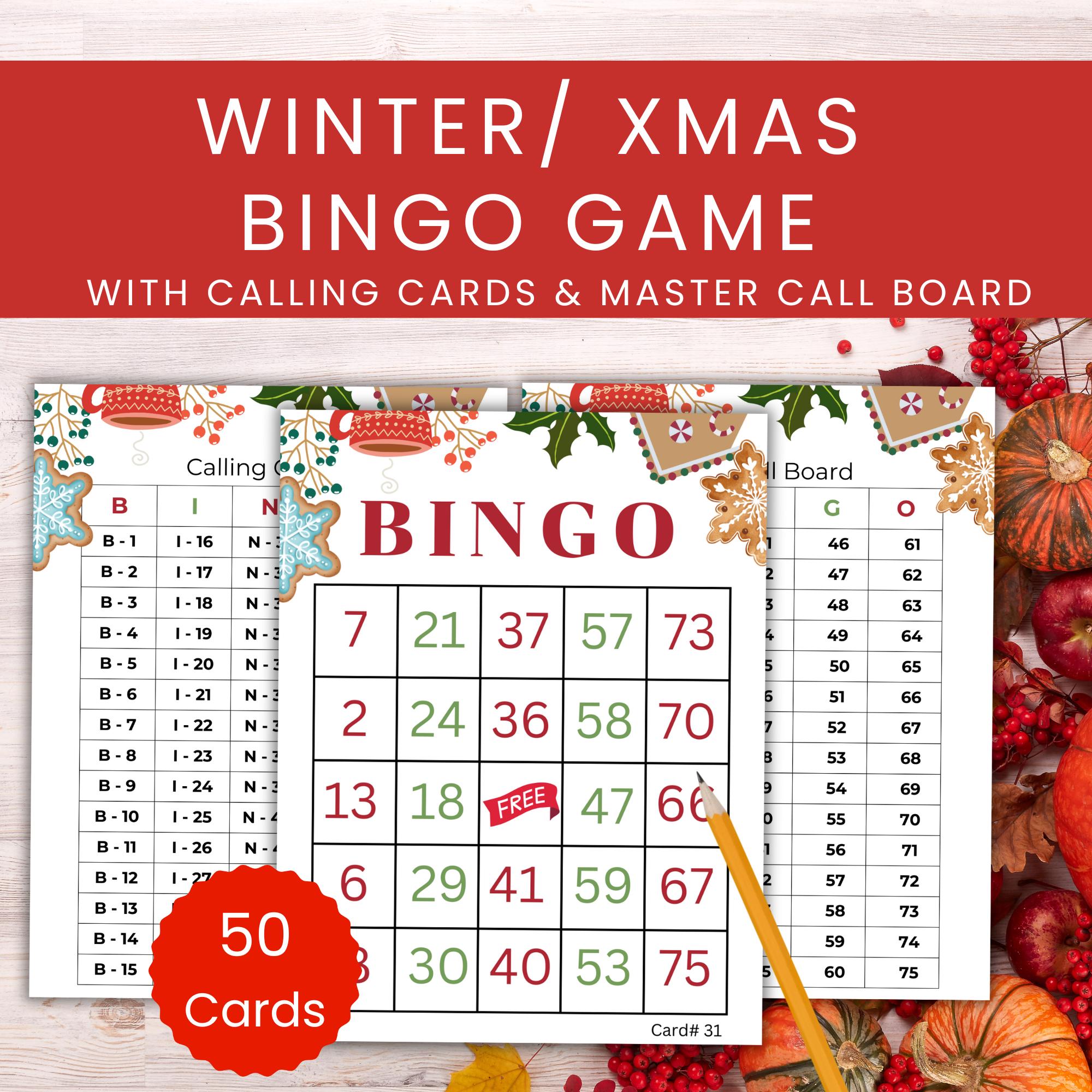 50 Christmas Bingo Cards: Printable Holiday Party Game Cards, Family ...