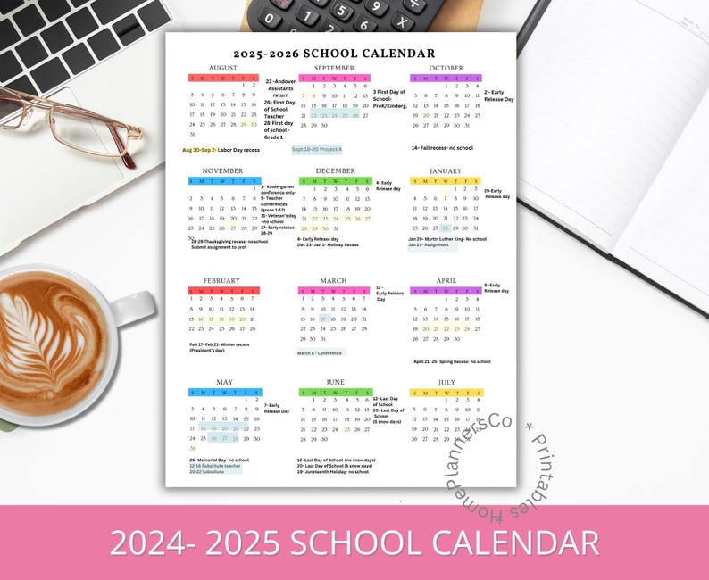 2025-2026 Editable School Calendar Template for Preschool, Daycare ...