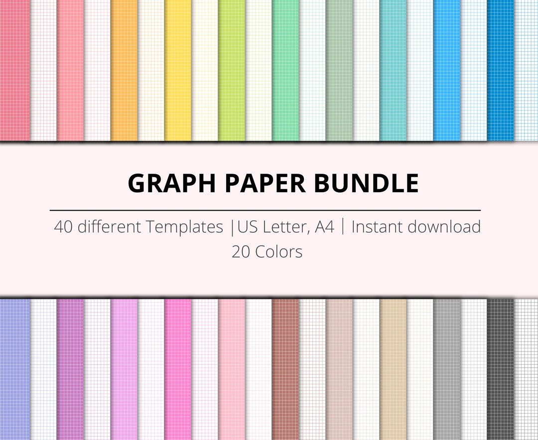 Graph Paper Bundle: Printable 40 Digital Paper Templates for Note ...