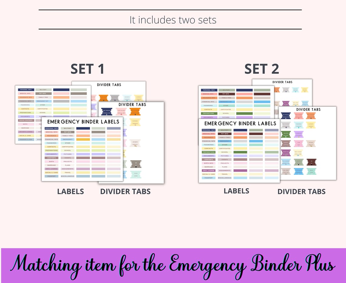 Printable Divider Tabs and Binder Labels for Emergency Binder Plus ...