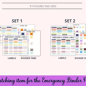 Printable Divider Tabs and Binder Labels for Emergency Binder Plus ...
