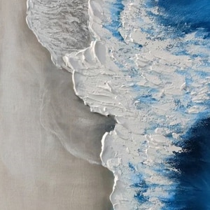 Large 3D Textured Ocean Acrylic Painting,abstract White Sea Wave ...