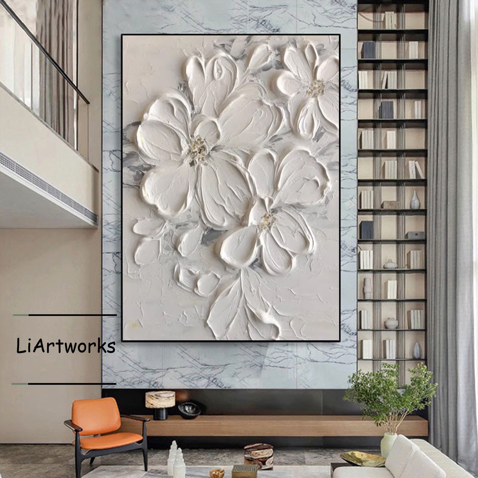 3D White Flower Texture Paintingwhite Flower Abstract Wall - Etsy