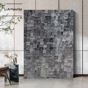 Large Black and Gray Textured Painting,black and Gray Canvas Textured ...
