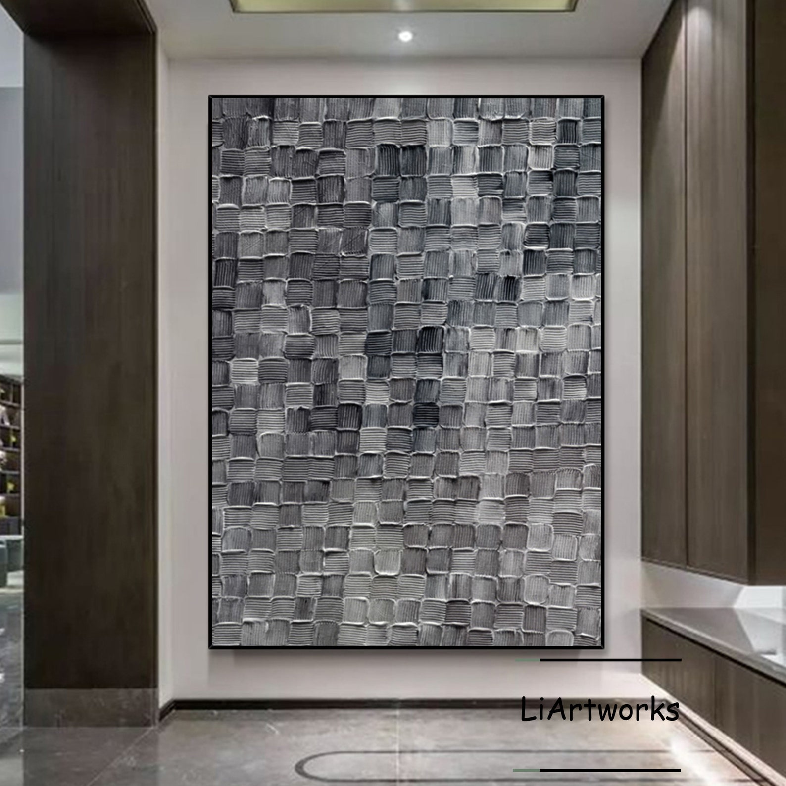 Large Black and Gray Textured Paintingblack and Gray Canvas - Etsy