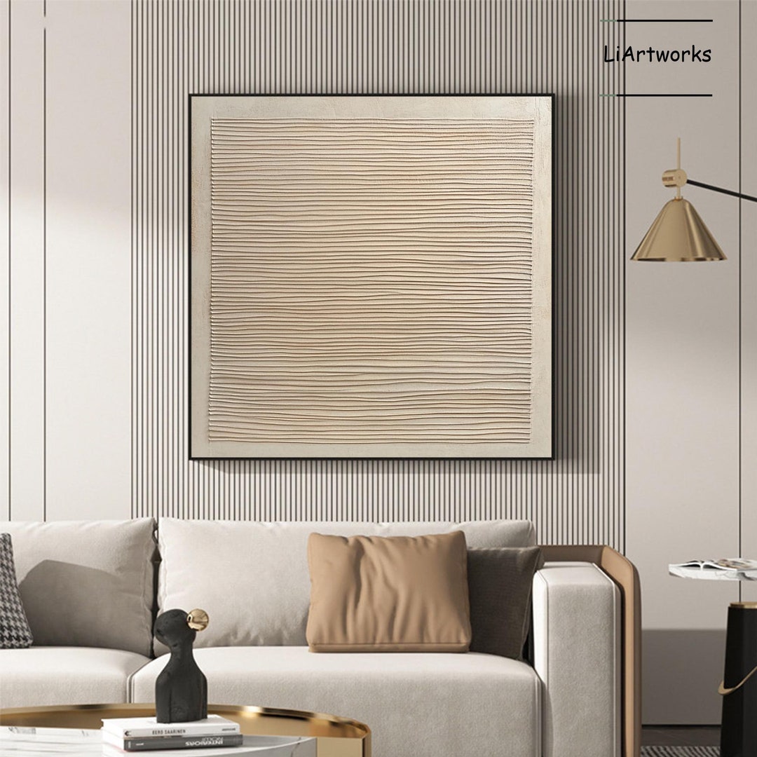 Large Beige Textured Minimalsit Wall Art,beige 3D Textured Painting on ...