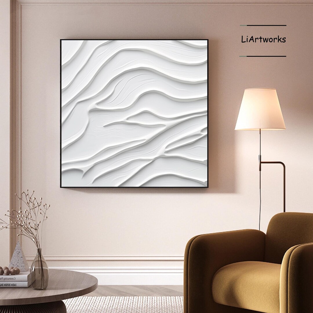 Original 3D White Textured Painting,white 3D Texture Wall Art,nordic ...