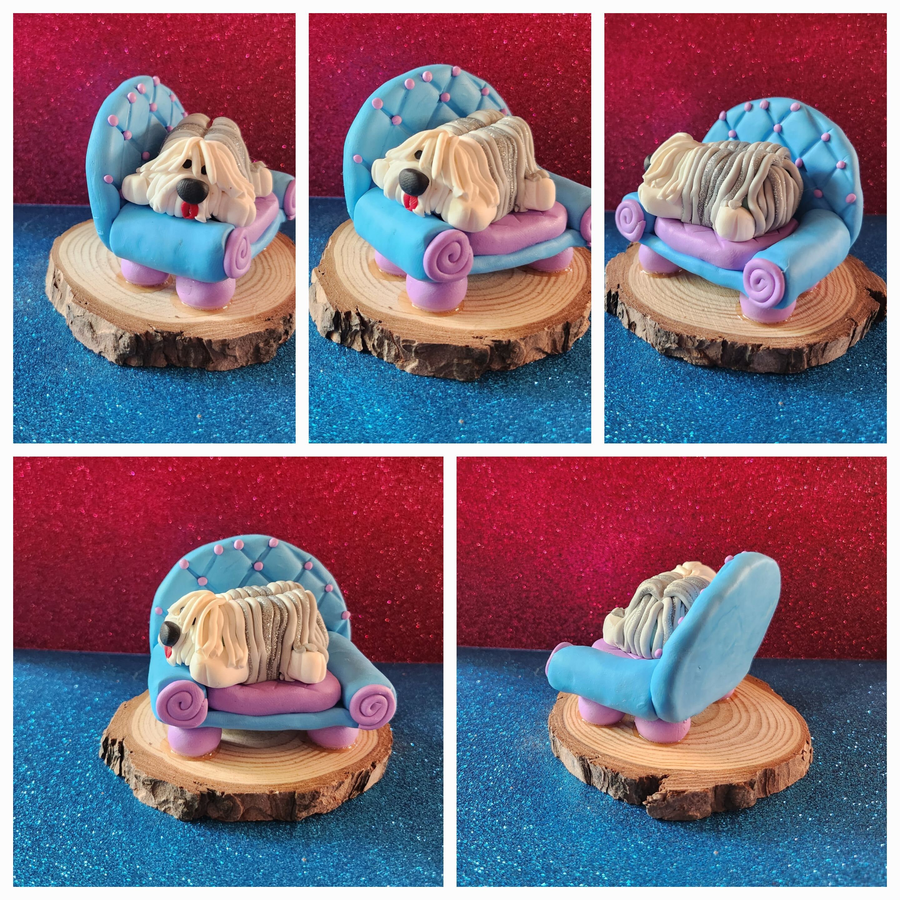 Old English Sheepdog OES Sleeping on Armchair Dog Ornament - Etsy