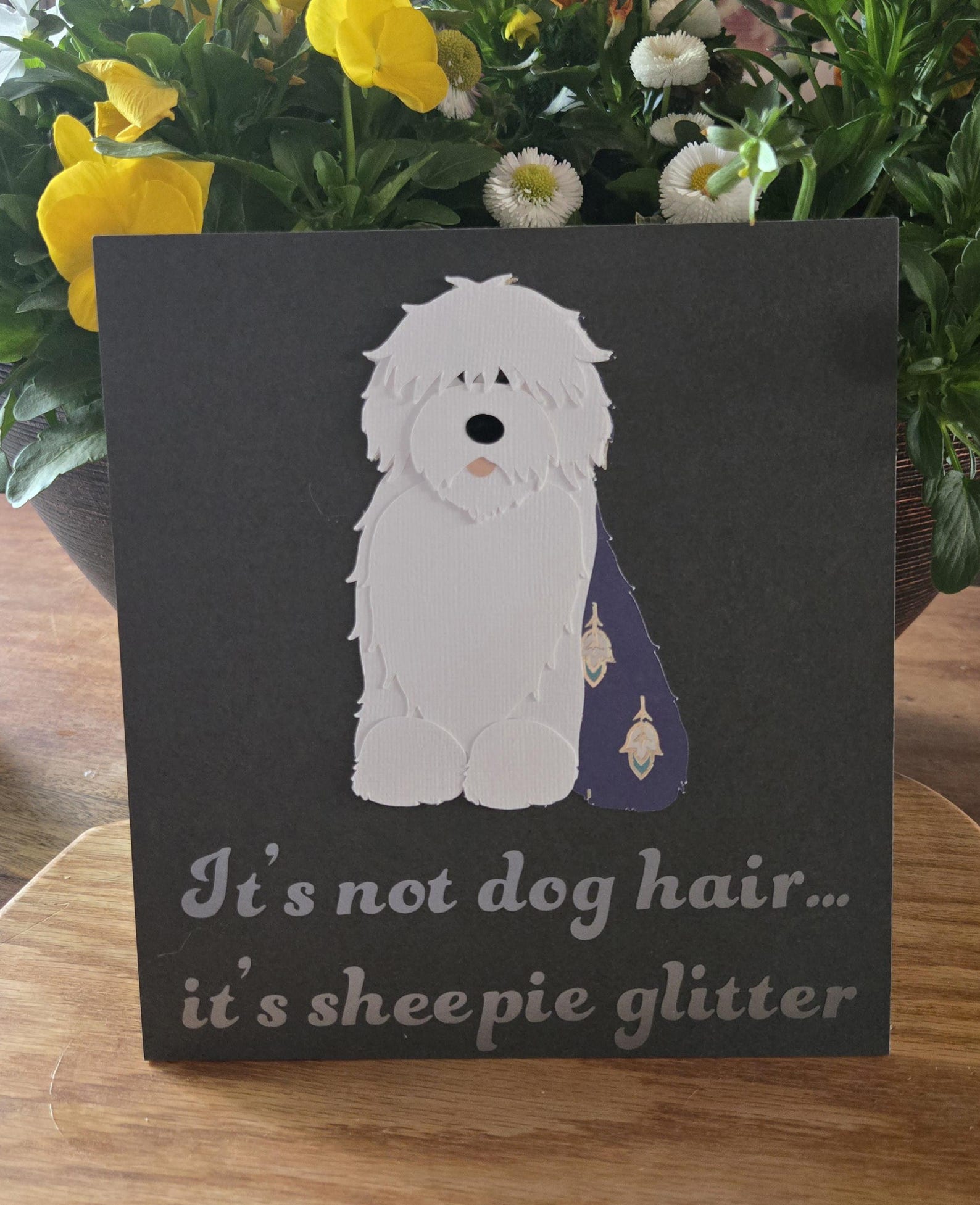 Handmade Old English Sheepdog Paper Art Pictures, Layered Card Design ...