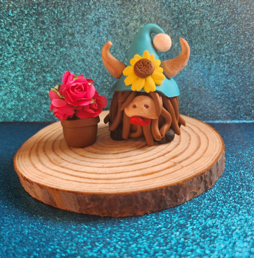 Highland Cow, Coo Gonk Style Handmade Polymer Clay Gnome Ornament With ...