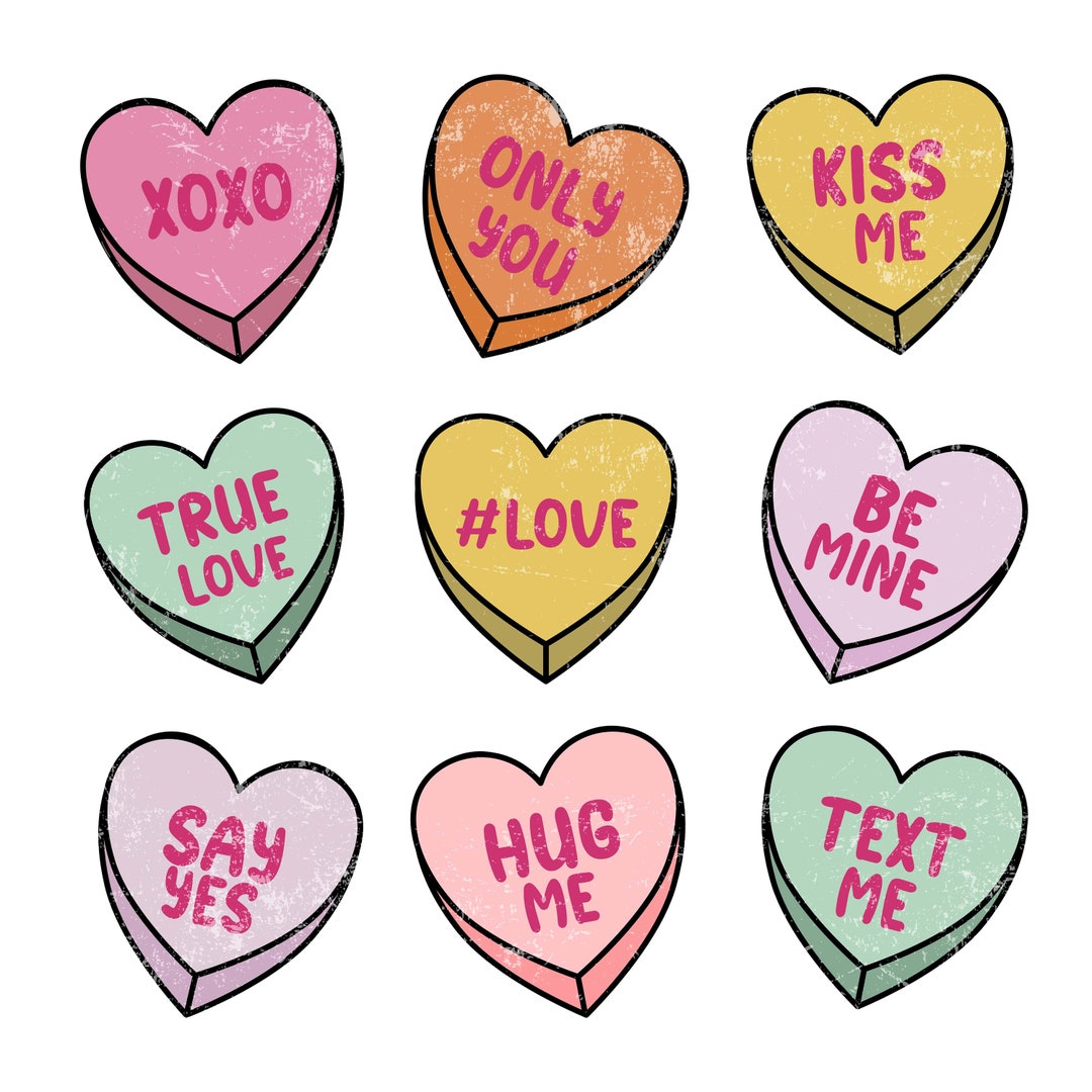 Cute Heart Valentine's Day PNG, Svg,candy Hearts Svg, PNG, Valentine ...