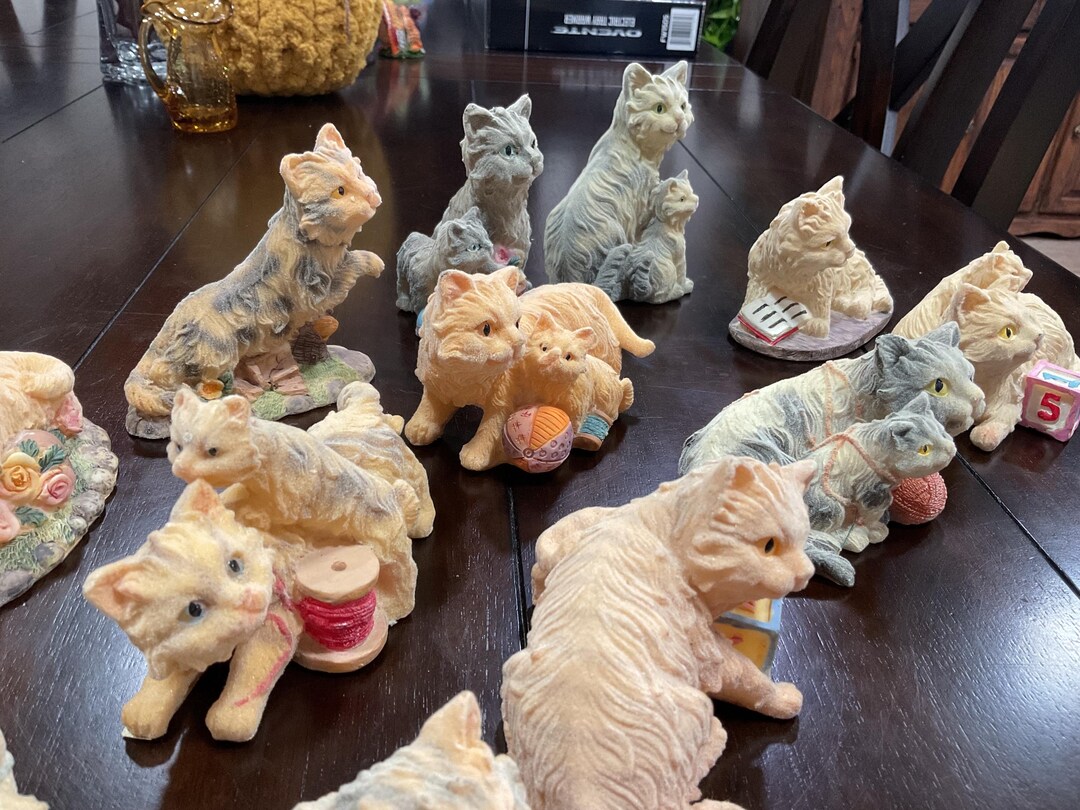 K’s Collection of 13 Flocked Resin Cats and Kittens 1990’s - Etsy