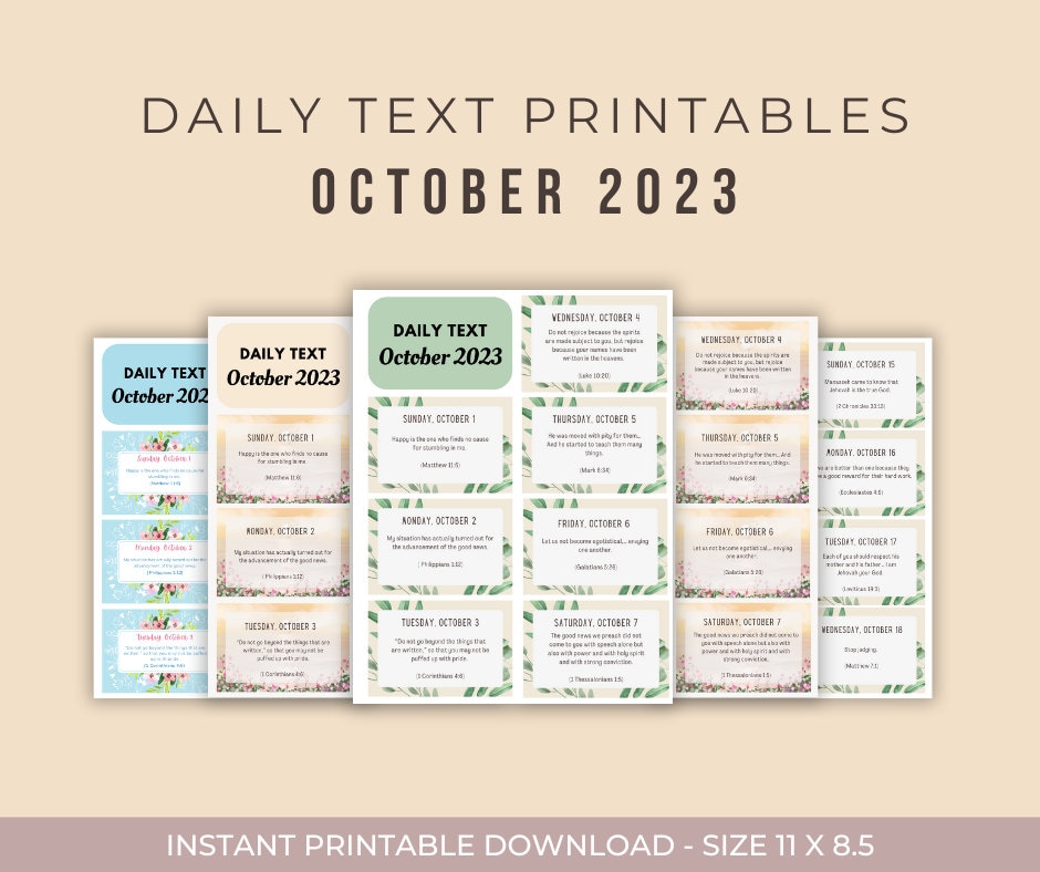 JW Daily Text Printables for October 2023 Jehovah's Witnesses, JW Daily ...