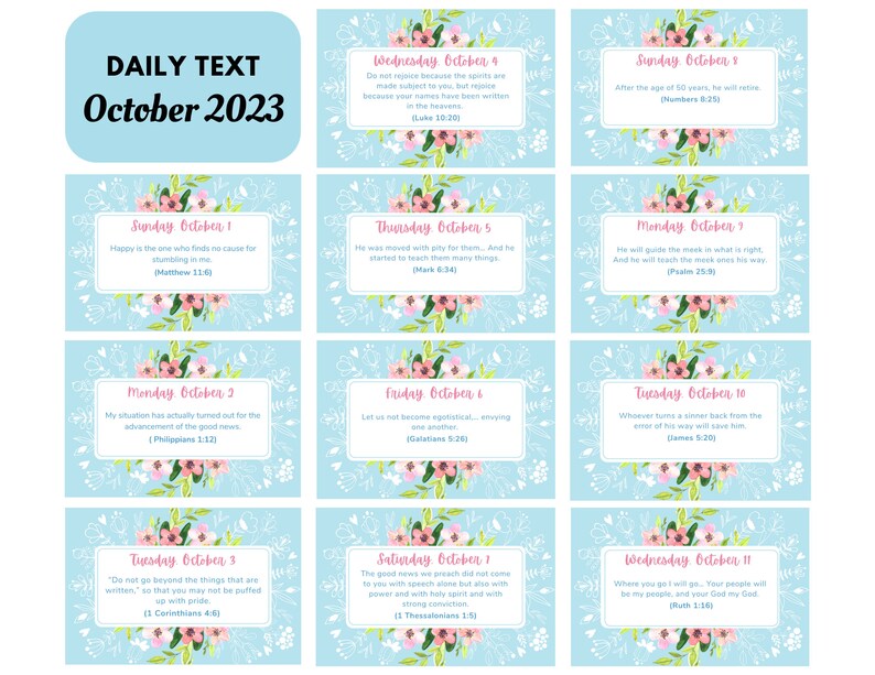 JW Daily Text Printables for October 2023 Jehovah's Witnesses, JW Daily ...