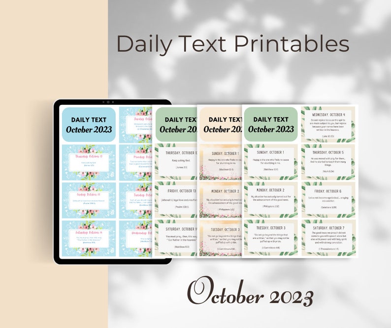 JW Daily Text Printables for October 2023 Jehovah's Witnesses, JW Daily ...