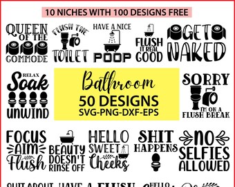 Bathroom SVG Bundle, Bathroom Quote, Restroom Svg, Bathroom Rules Svg ...